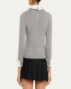 Alice + Olivia Collared Slim-fit Sweater - Medium Hea