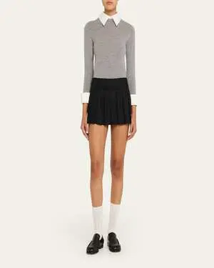 Alice + Olivia Collared Slim-fit Sweater - Medium Hea
