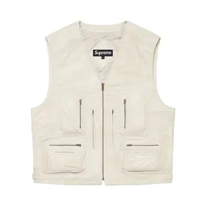 Supreme Patchwork Leather Cargo Vest - White