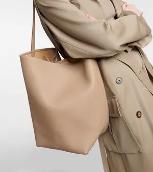 THE ROW Park Large Leather Tote Bag - Beige