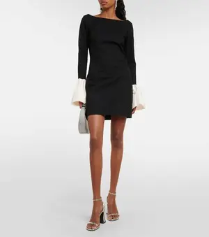 Staud Hawthorne Taffeta-trimmed Minidress - Black