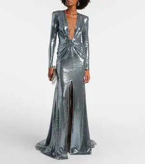 Alex Perry Sequined Gathered Gown
