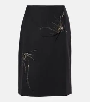 JACQUES WEI Sequined Wool Pencil Skirt