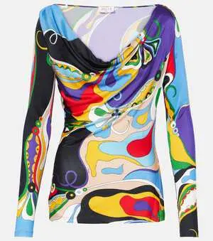 Emilio Pucci Orchidee Printed Jersey Blouse - Multicoloured
