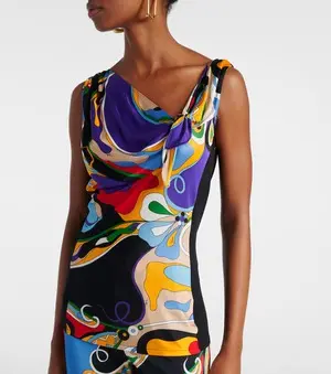 Emilio Pucci Orchidee Tie-neck Top - Multicoloured