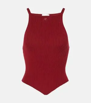 COURREGES Ribbed-knit Jersey Tank Top