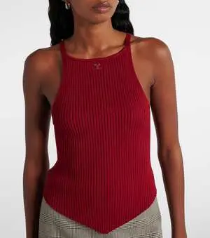 COURREGES Ribbed-knit Jersey Tank Top