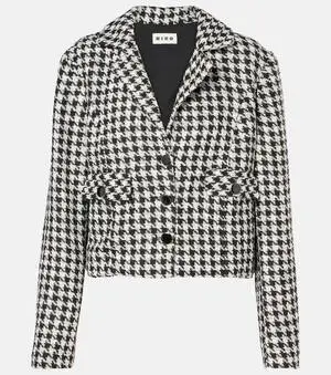 Rixo Houndstooth Cropped Jacket - Black