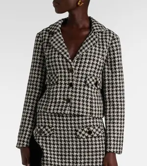 Rixo Houndstooth Cropped Jacket