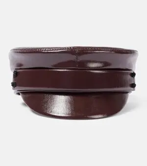 Ruslan Baginskiy Faux Leather Newsboy Cap - Brown