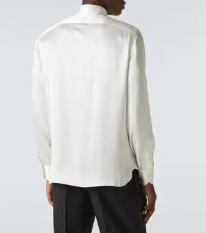 Rubinacci Silk Satin Tuxedo Shirt - White