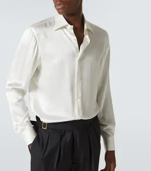 Rubinacci Silk Satin Tuxedo Shirt - White