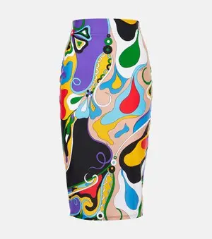 Emilio Pucci Orchidee Pencil Skirt - Multicoloured