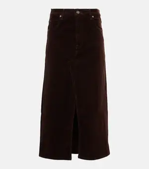 Brown Corduroy Midi Skirts