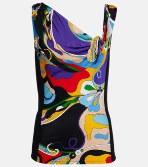 Emilio Pucci Orchidee Tie-neck Top