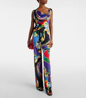Emilio Pucci Orchidee Tie-neck Top