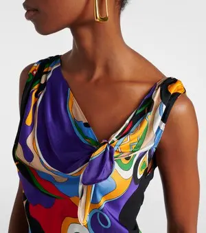 Emilio Pucci Orchidee Tie-neck Top
