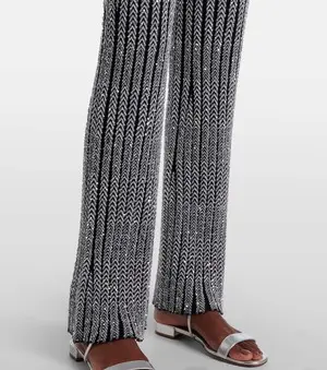 Missoni Chevron Lamé Flared Pants - Black