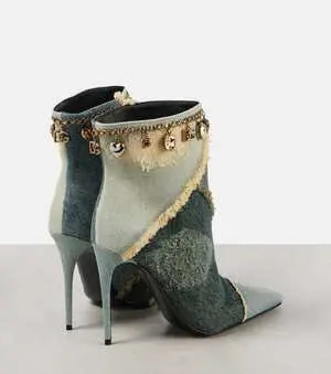 Dolce & Gabbana Embellished Denim Ankle Boots