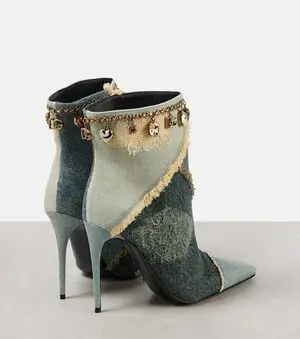 Dolce & Gabbana Embellished Denim Ankle Boots