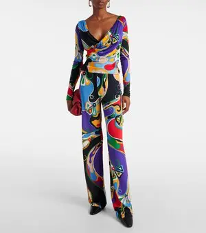 Emilio Pucci Orchidee Printed Straight Pants
