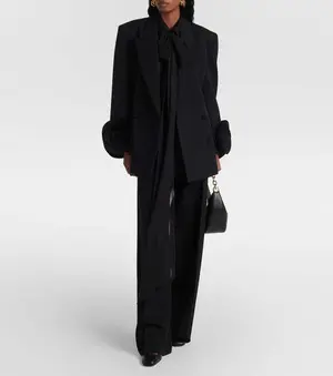 Valentino Garavani Grisaille Virgin Wool Straight Pants - Black