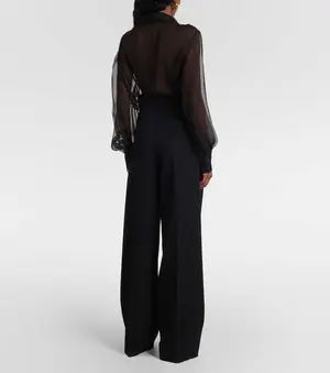 Valentino Garavani Grisaille Virgin Wool Straight Pants - Black