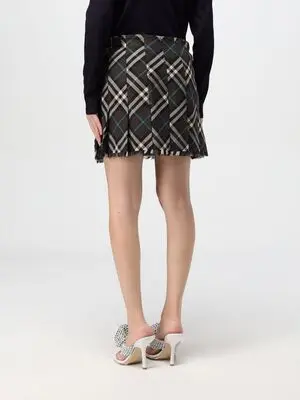 Burberry Plaid Skirt With Raw Edge Hem - Green