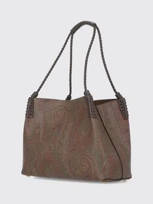 Etro Paisley Print Leather Shoulder Bag - Brown
