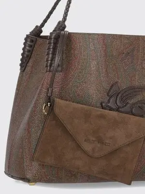 Etro Paisley Print Leather Shoulder Bag - Brown