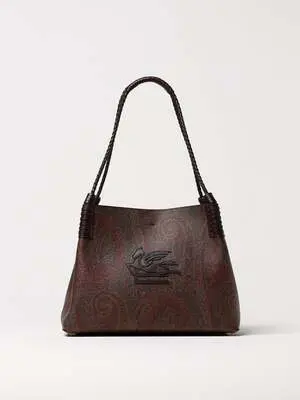 Etro Paisley Print Leather Shoulder Bag - Brown