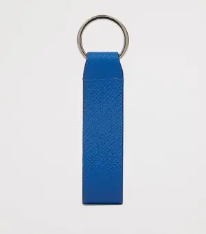 Smythson Panama Leather Keyring - Blue