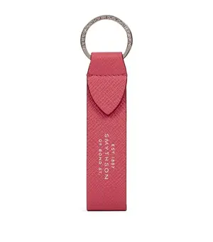 Smythson Panama Leather Keyring Pink