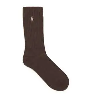 Polo Ralph Lauren Cotton-Blend Crew Socks Brown