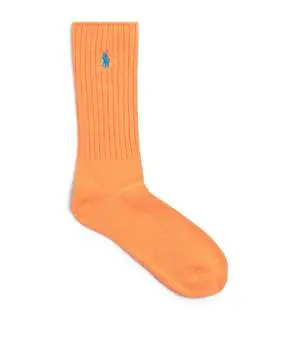 Polo Ralph Lauren Cotton-Blend Crew Socks Orange