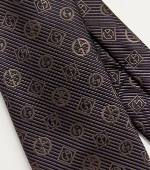 Giorgio Armani Silk Monogram Stripe Jacquard Neck Tie