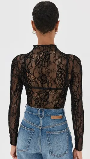 Good American Lace Long Sleeve Bodysuit