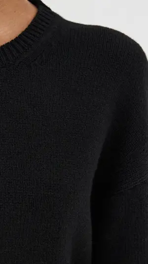 Another Tomorrow Cashmere Knit Sweatshirt - Black