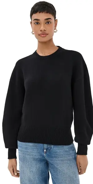 Another Tomorrow Cashmere Knit Sweatshirt - Black