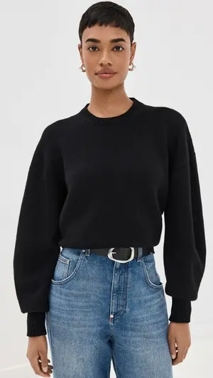 Another Tomorrow Cashmere Knit Sweatshirt - Black