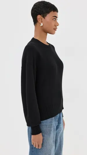 Another Tomorrow Cashmere Knit Sweatshirt - Black