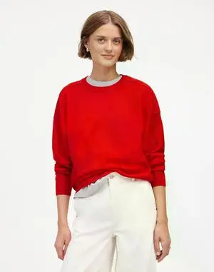 Madewell Merino Wool Crewneck Sweatshirt Bright Cherry