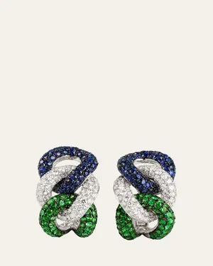 MIO HARUTAKA 18k Earrings With Sapphire, Garnet, And Diamonds - White Gold