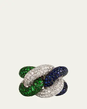 MIO HARUTAKA 18k Ring With Sapphire, Garnet, And Diamonds - White Gold