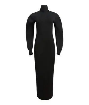 Khaite Storm Turtleneck Wool Maxi Dress - Black