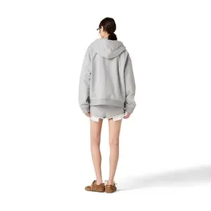 Miu Miu Cotton Fleece Shorts With Embroidered Logo And Raw-cut Hem