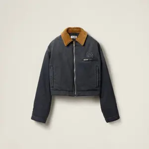 Miu Miu Drill Blouson Jacket - Grey | Editorialist