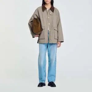 Sandro Checked Coat With Velvet Collar - Brown