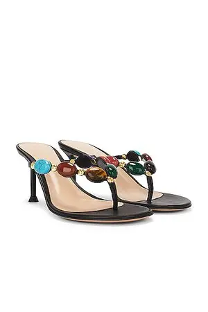 GIANVITO ROSSI Embellished Stiletto Heeled Flip Flops - Black