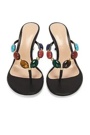GIANVITO ROSSI Embellished Stiletto Heeled Flip Flops - Black